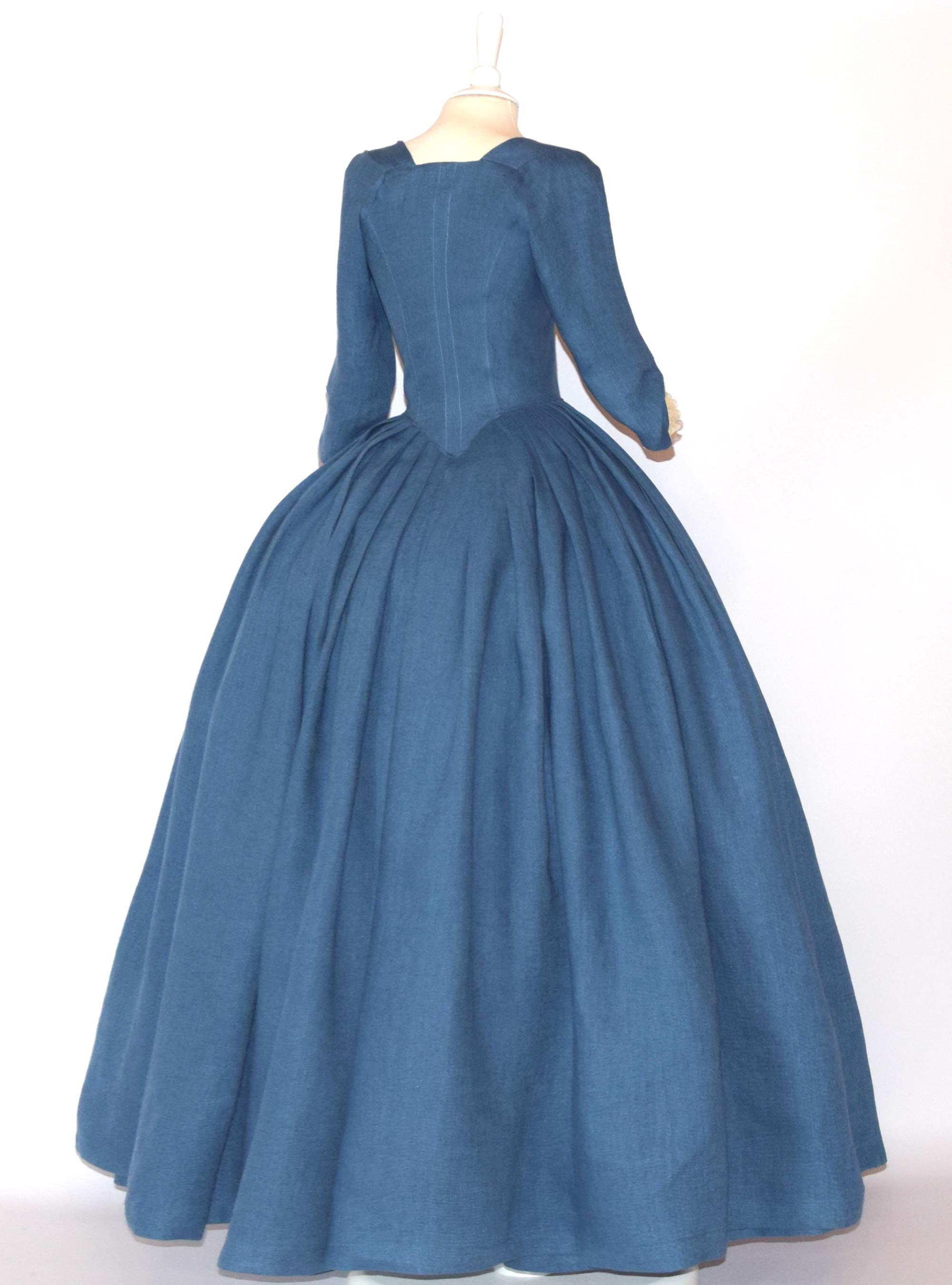 18th century dress in steel blue & night blue linen | poldark cosplay ...