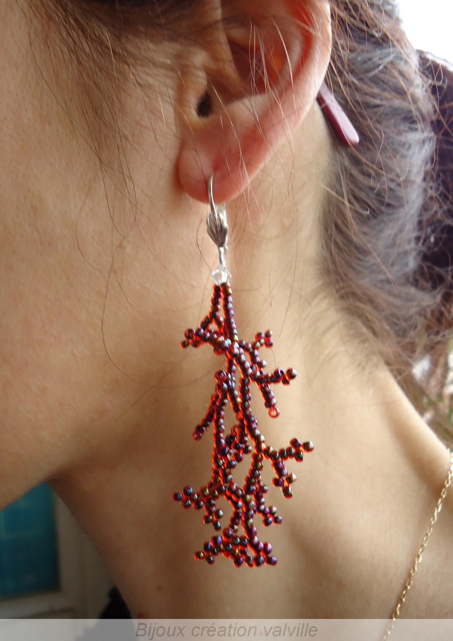 Boucles d'oreilles corail rouge reflet : accessoires-femme par bijouxlady