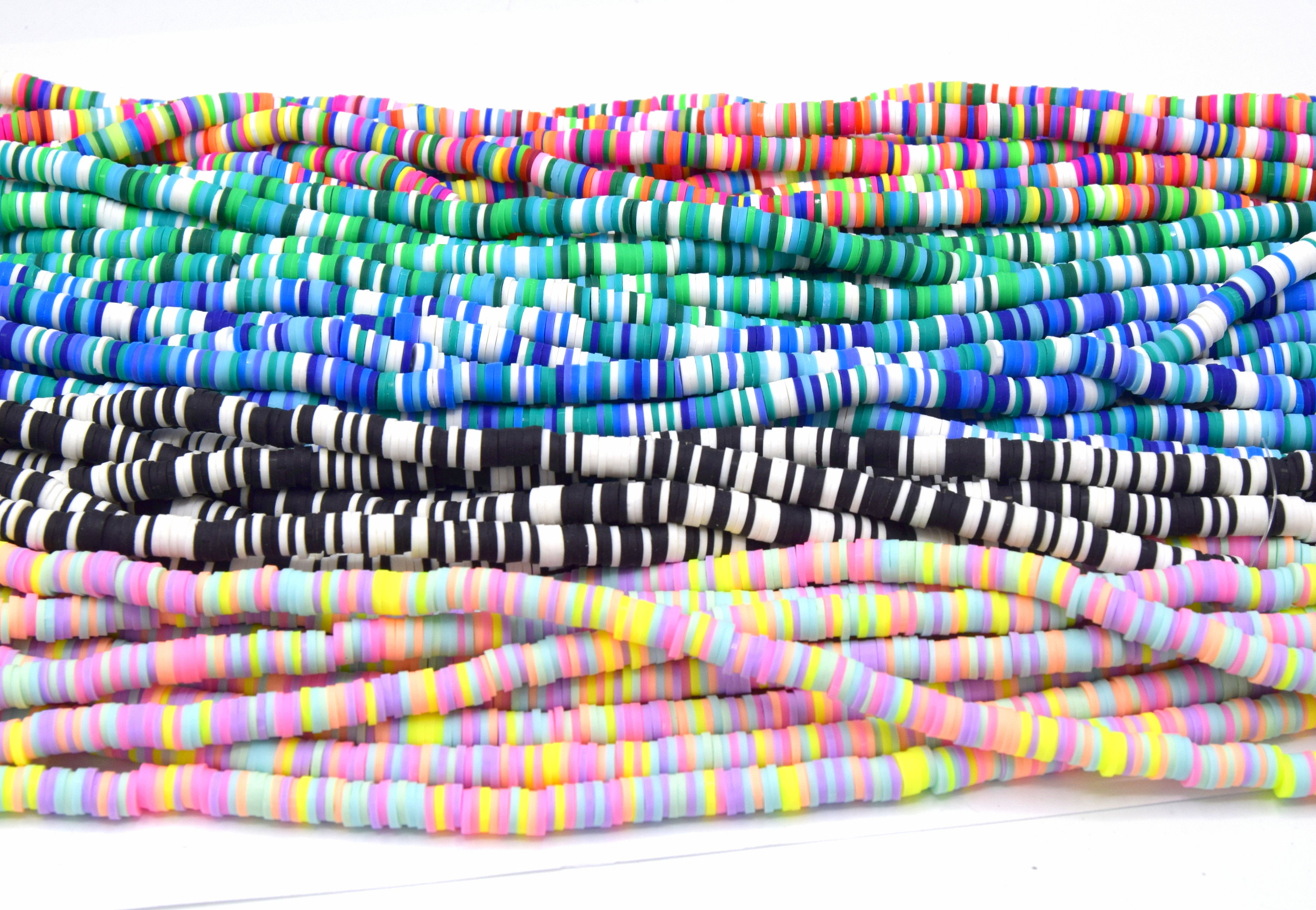 1 chapelet perles heishi 6mm en pâte polymère couleur mixte ~40 cm ...