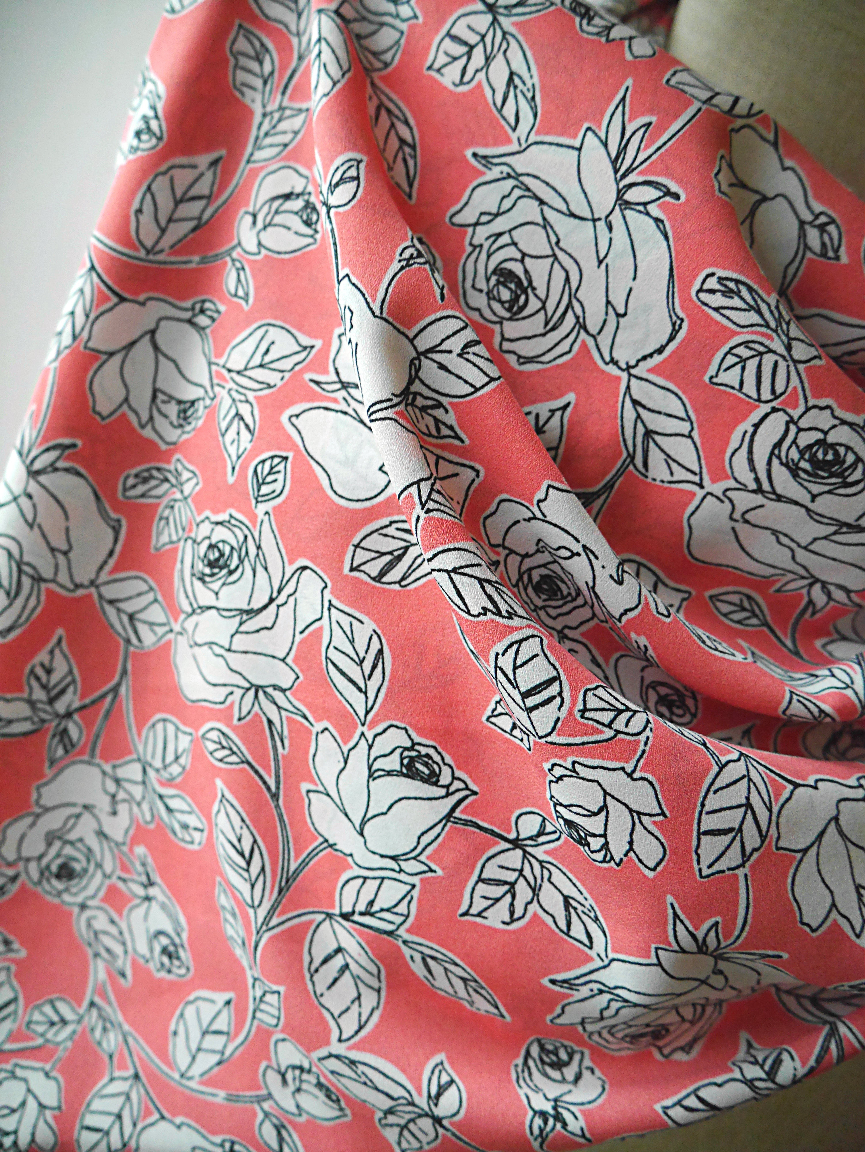Tour de cou rose floral, snood femme rose, écharpe infinie roses ...