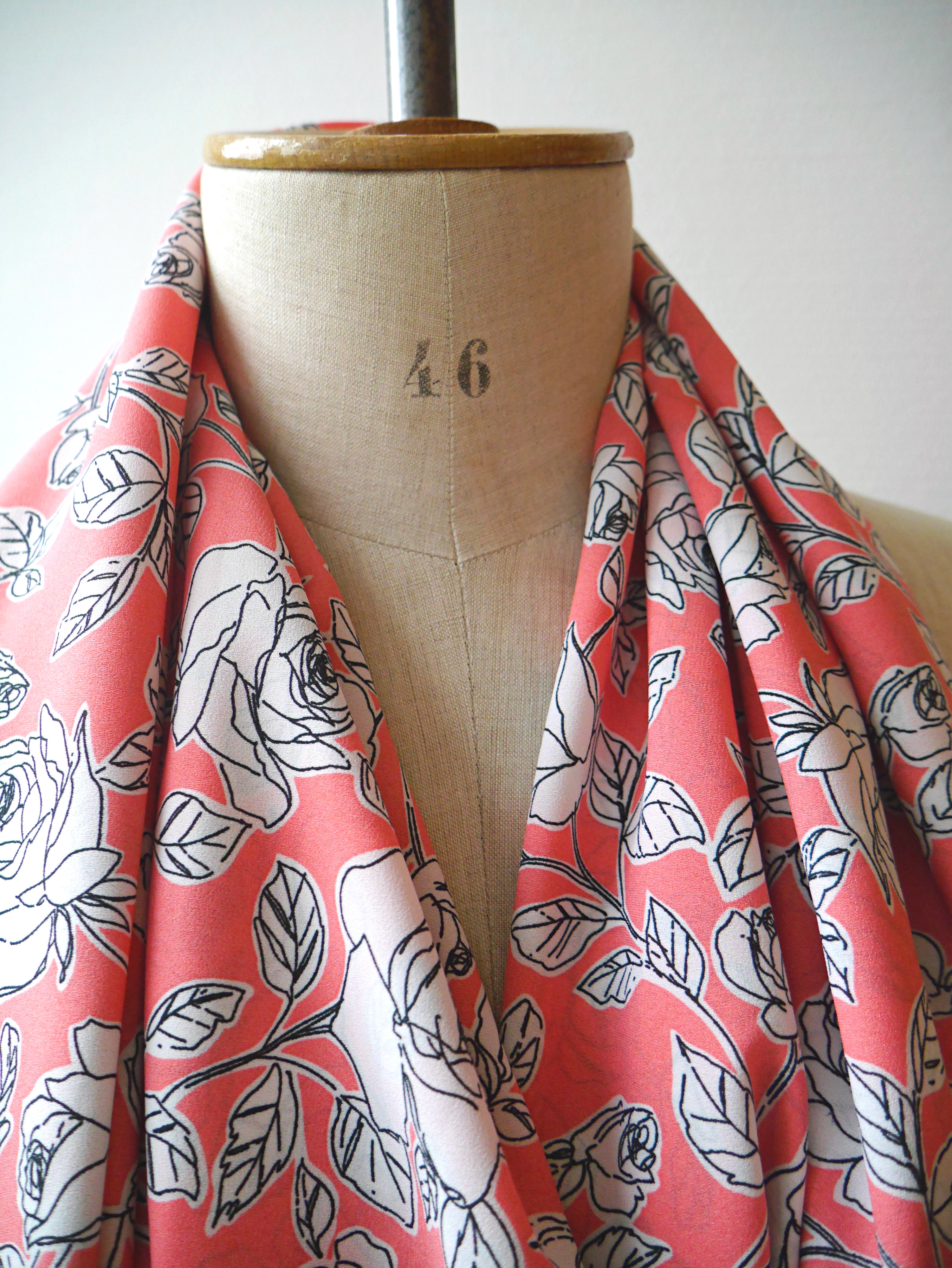 Tour de cou rose floral, snood femme rose, écharpe infinie roses ...