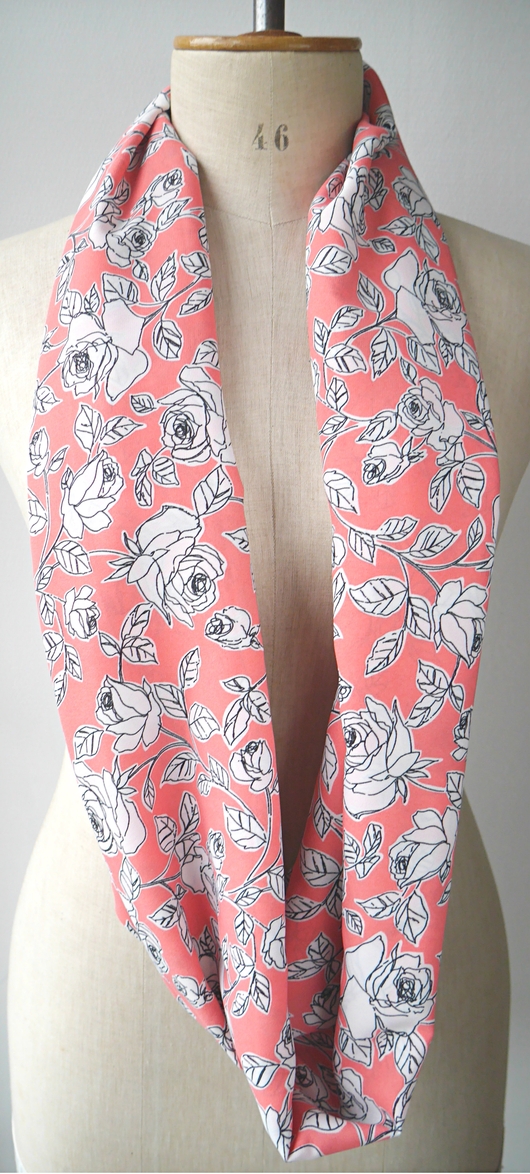 Tour de cou rose floral, snood femme rose, écharpe infinie roses ...
